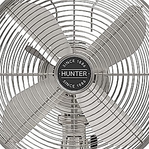 Hunter Classic D12 Portable Desk Fan 12 inch, 3 Speed, Brushed Nickel, 97315