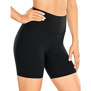CRZ YOGA Women's Brushed Naked Feeling Biker Shorts 6'' - High Waist Matte Workout Gym Running Spandex Shorts Black Medium
