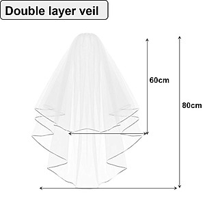 Echodo Bridal Wedding Veil White Double Ribbon Edge Center Cascade Bridal Veil with Comb Wedding Accessories