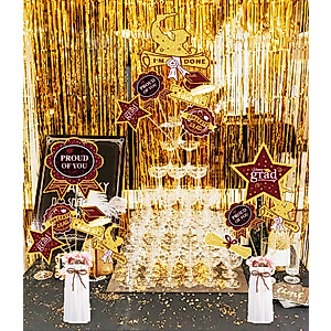 Graduation Party Decorations Maroon Gold 2023/Burgundy Gold Graduation Party Supplies Maroon Grad Table Centerpieces-24Pcs Burgundy Gold Black Graduation Sticks Class of 2023 Table Topper