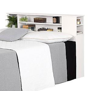 South Shore Vito Bookcase Headboard, Queen, Pure White