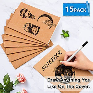 feela 15 Pack A5 Kraft Notebooks, 60 Lined Blank Pages Travel Journal Bulk, Soft Cover Notebooks for Women Girls Students, Making Plans Writing Memos Office School Supplies, 8.3 X 5.5 in