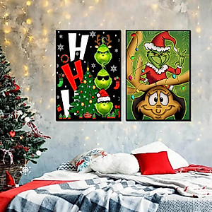Akahllc 2 Pack Christmas Diamond Painting Kits,Christmas Diamond Art Kits for Adults Beginners,5D Christmas Gem Painting Kits for Gift Home Wall Decor(12X16 inch)