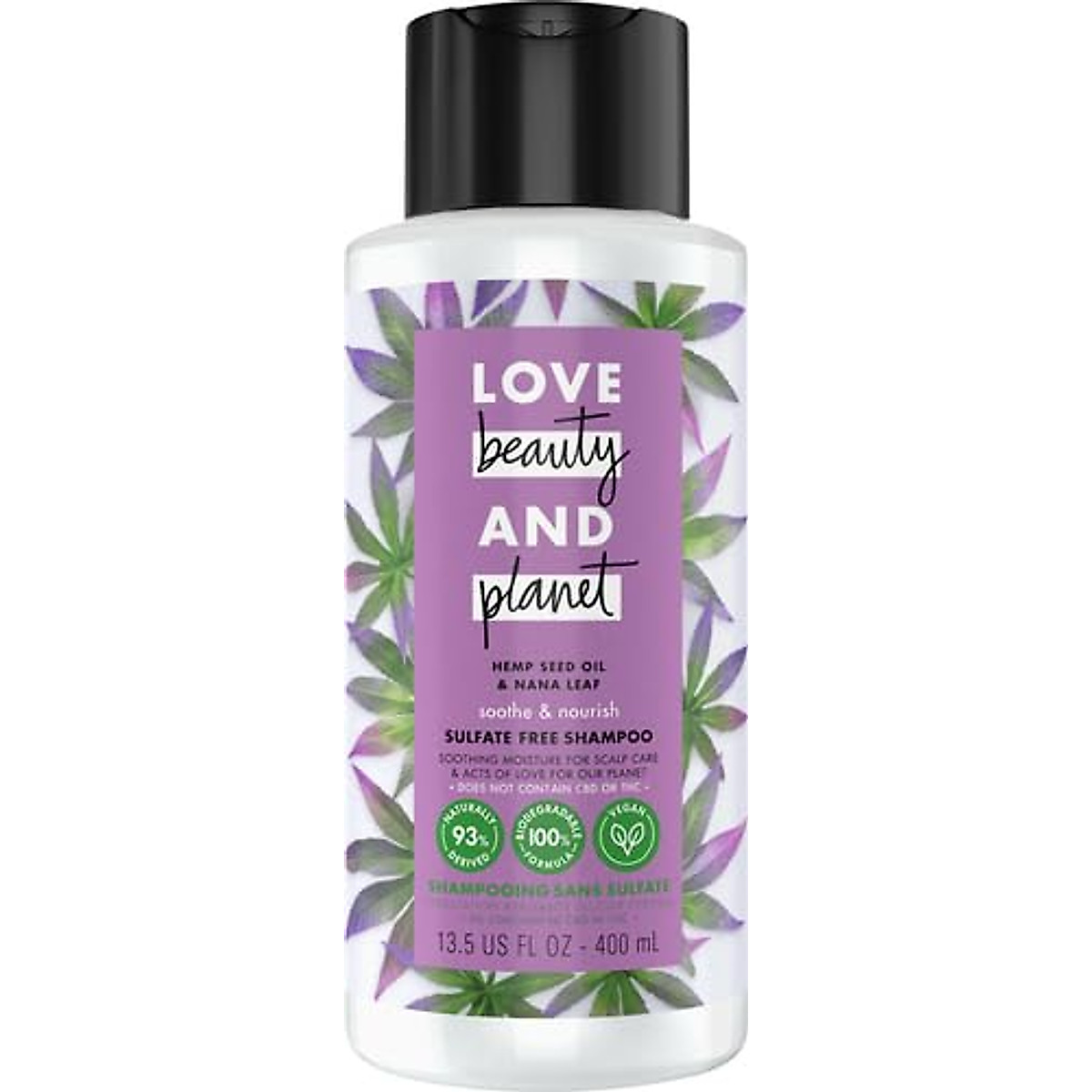 Love Beauty and Planet 100% Biodegradable Shampoo Soothe & Nourish Dry Scalp Hemp Seed Oil & Nana Leaf Sulfate-free, Silicone-free, Cruelty-free, Vegan Shampoo 13.5 oz