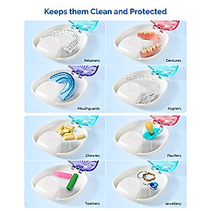 JMU Retainer Case, Orthodontic Retainer Case, Dental Mouth guard Container Denture Case, Purple