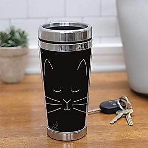 Elanze Designs Cat Face Stainless Steel 16 oz Travel Mug with Lid