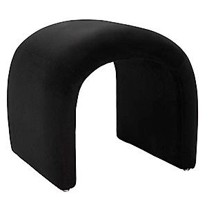 Safavieh Home Collection Kibo Modern Waterfall Black Velvet Ottoman (Fully Assembled)