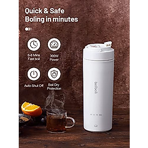 balbali Mini Electric Tea Kettle Temperature Control Stainless Steel - Portable Kettle for Travel Kettle Electric Small, Electric Thermos for Boiling Water - Hot Water Boiler/Maker/Heater - 0.4L Portable Electric Kettle