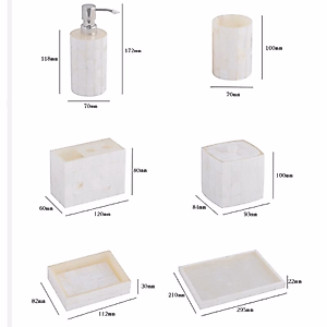 MKYOKO Resin Bathroom Supplies Set Cup with Tray Accessories Toothbrush Holder Soap Dispenser Soap Dish Mouth (D Light Grey)