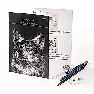 Prina 50 Pack Drawing Set Sketch Kit, Sketching Supplies with 3-Color Sketchbook, Graphite, and Charcoal Pencils, Pro Art Drawing Kit for Artists Adults Teens Beginner Kid, Ideal for Shading, Blending