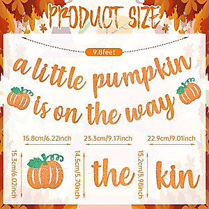 Orange Glitter "A Little Pumpkin Is On The Way" Banner - Pumpkin Baby Shower Banner, Fall Themed Gender Reveal Decorations, Thanksgiving Autumn Garland Photo Prop for Indoor Outdoor Party Supplies