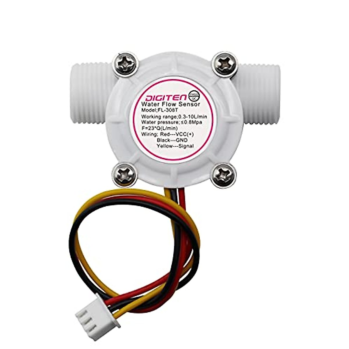 DIGITEN G3/8 Water Flow Sensor Witch, Hall Effect Flowmeter Liquid Fluid Meter Sensor Switch Flowmeter Meter 0.3-10L/min