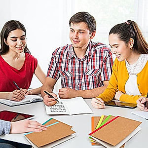 feela 16 Pack Composition Notebooks Bulk, Kraft Cover Lined Blank College Ruled Composition Travel Journals with Rainbow Spines For Women Students Business, 60 Pages, 8.3”x 5.5”, A5, 8 Colors