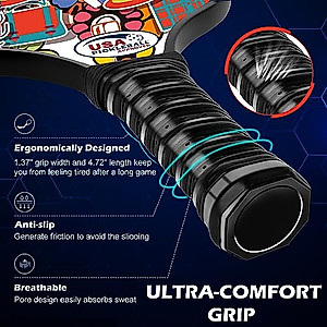 QDBM Pickleball Paddles, USAPA Approved, Fiberglass Pickleball Set with 4 Pickleballs, 2 Pickleball Paddles, 1 Pickleball Bag, Lightweight Design for Men Women Beginers Pickleball Paddles Set of 2