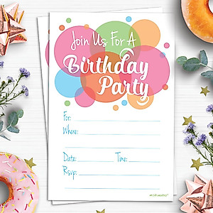 Happy Dot Birthday Party Invitations - Fill In Style (20 Count) With Envelopes