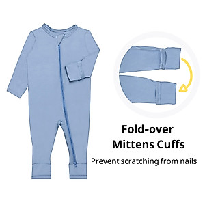GUISBY Baby Pajamas Footless, Comfy Long Sleeve with Zipper Sleepers Light blue 18-24 Months