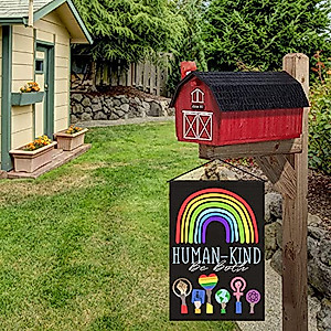 Swooflia Human Kind Be Both Garden Flag Black Lives Matter LGBT Small Yard Flag for Outside Decor Burlap Garden Sign 12x18 Inch Double Sided HYQ-261