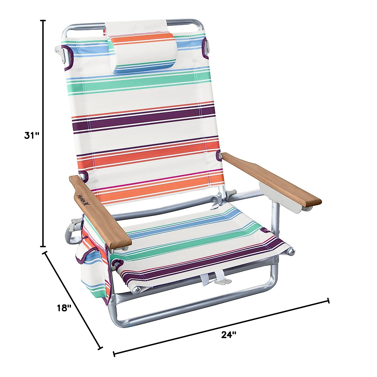 Hurley Deluxe Backpack Beach Chair, One Size, Plum