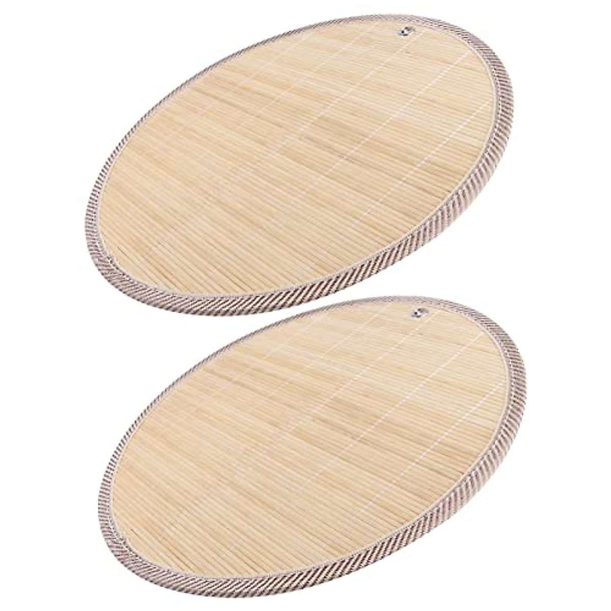 2Pcs Bamboo Dumpling mat Wood Serving Tray Round Dumpling Serving Platter Coffee Table Serving Tray Handmade Rattan Food Tray for Chinese Dumplings mat Kitchen Bamboo Steamer Liner (Khaki)
