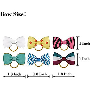Yxiang 100PCS Dog Bows, Cute Dog Hair Bows Yorkie Puppy Bows with Rubber Band Pet Grooming Bows Colored Polka Dot Dog Hair Accessories for Small Dog - 50 Pairs
