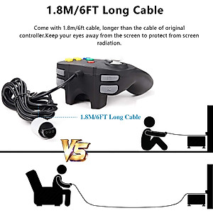 MODESLAB 2 Pack Wired N64 Controller, Gamepad Joystick Replacment Original 64 Controllers Compatible for N64 Console Upgrade [ 3D Analog Stick ] - Black