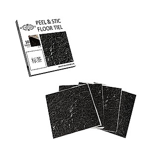 Mysflosy Peel and Stick Floor Tiles, Self Adhesive Waterproof Vinyl Flooring, 12''x12'' Dark Jade Black DIY Floor Sticker for Kitchen, Bathrooms & Bedroom, 1.5mm Thickness, 10 Tiles