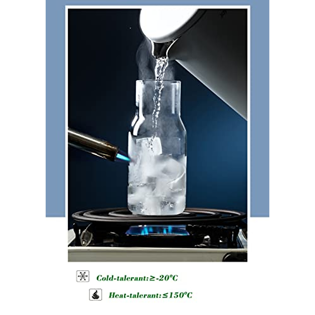 Bedside Water Carafe Set with Tumbler Glass Set for Bedroom Nightstand, Glass Mouthwash Bottle for Bathroom, 14oz/400ml (Clear)