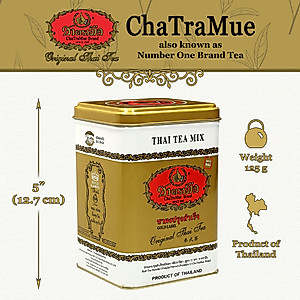 Number One Original Thai Tea Bags Extra Gold for Iced Tea, Milk Tea or Boba Tea Beverages with Stronger, Bolder Taste, Restaurant-favored Traditional Brand from Thailand (0.09oz x 50 Tea Bags)