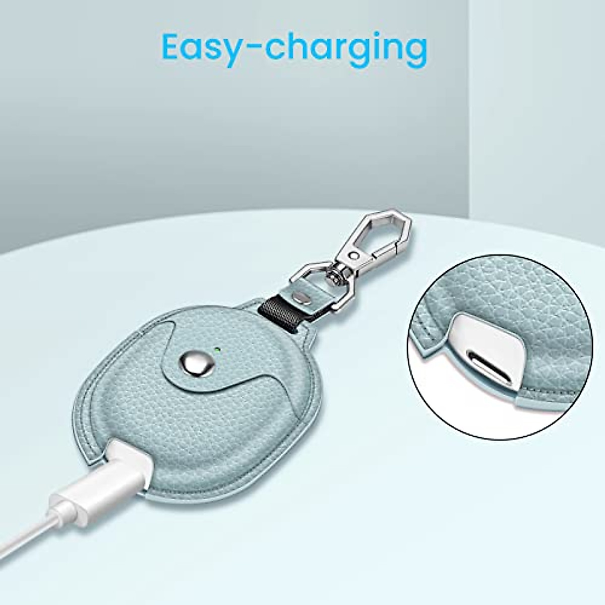 Fintie Protective Case for Pixel Buds A-Series (2021) / Pixel Buds 2 (2020), Premium PU Leather Slim Fit Metal Snap Closure Portable Cover Skin with Keychain, Ice Blue