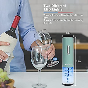 Gokilife Electric Wine Opener - Automatic Electric Wine Bottle Corkscrew Opener with Foil Cutter, One-click Button Rechargeable Remover for Wine Lovers Gift Home Kitchen Party Bar Wedding (Green)