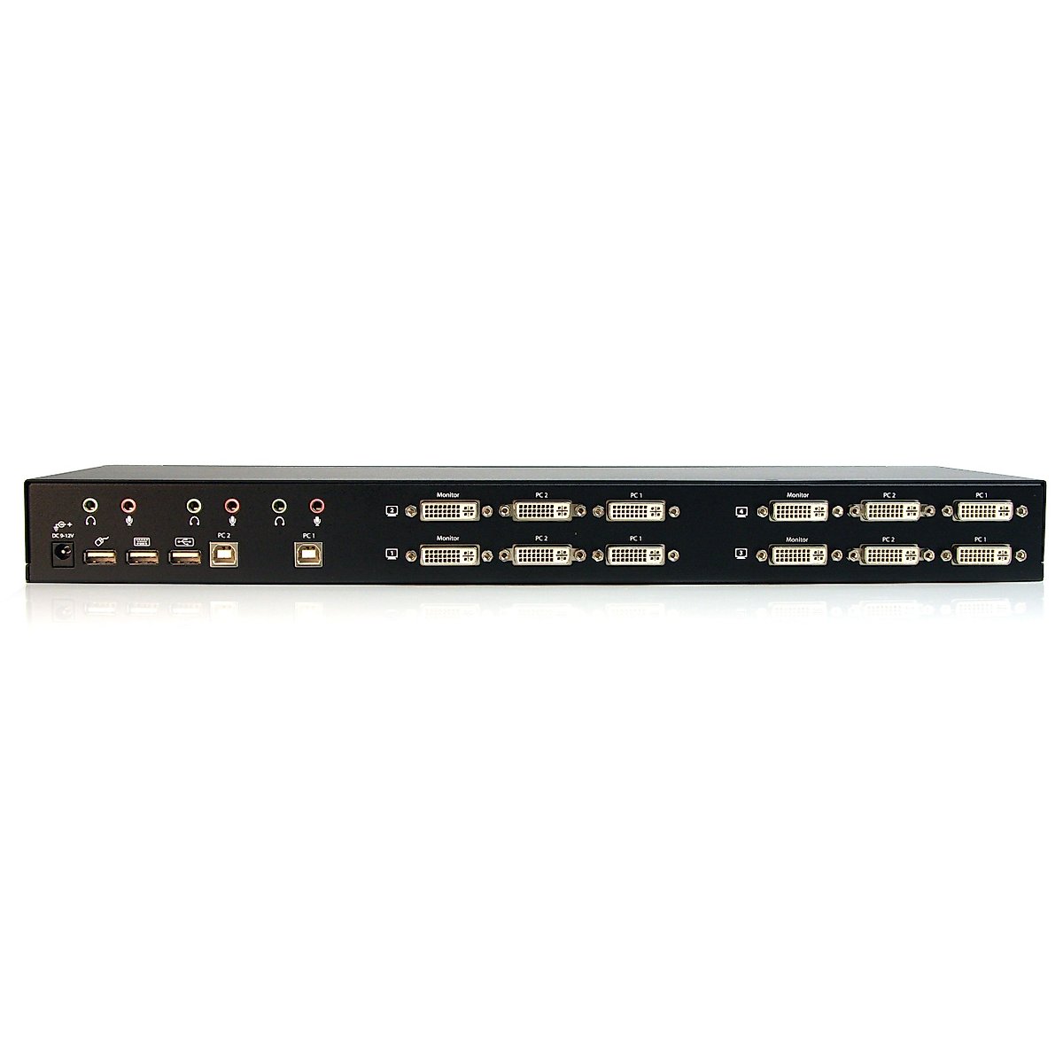 StarTech.com 2-Port Quad Monitor Dual-Link DVI USB KVM Switch with Audio & Hub (SV231QDVIUA), Black