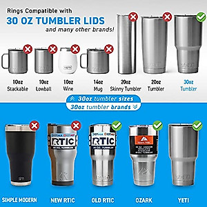 Pack of 2-30 oz Replacement Rubber Lid Ring, 3.7 Inch Diameter - Gasket Seals, Lid for Insulated Stainless Steel Tumblers, Cups Vacuum Effect, fit for Brands - Yeti, Ozark Trail, Beast, Black