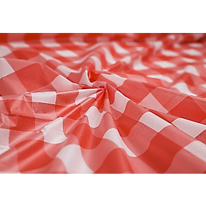 Plastic Tablecloth Disposable, Red and White Checkered Tablecloth, Pack of 6, 54" x 108" Rectangle