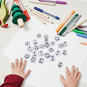 NUOBESTY Teaching Dice Set, Math Dice Games for Kids 8-12, Include Math Operation Dice, Number Dice and Dot Dice for Math Teaching Classroom Supplies 24Pcs