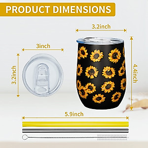 CHIUTUUY Insulated Tumbler with Lid and Straws, 12oz Iced Coffee Mug, Stainless Steel Double Wall Vacuum Cute Tumbler Cups for Wine, Coffee, Beverages