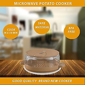 VELIRE Baked Potato Microwave Cooker With Perfect Microwave Potato Bag - SEEN-ON-TV Cooks in Minutes Tender & Fluffy Spuds - Dishwasher-Safe Potato Microwave Cooker (8 Inch) (Clear)