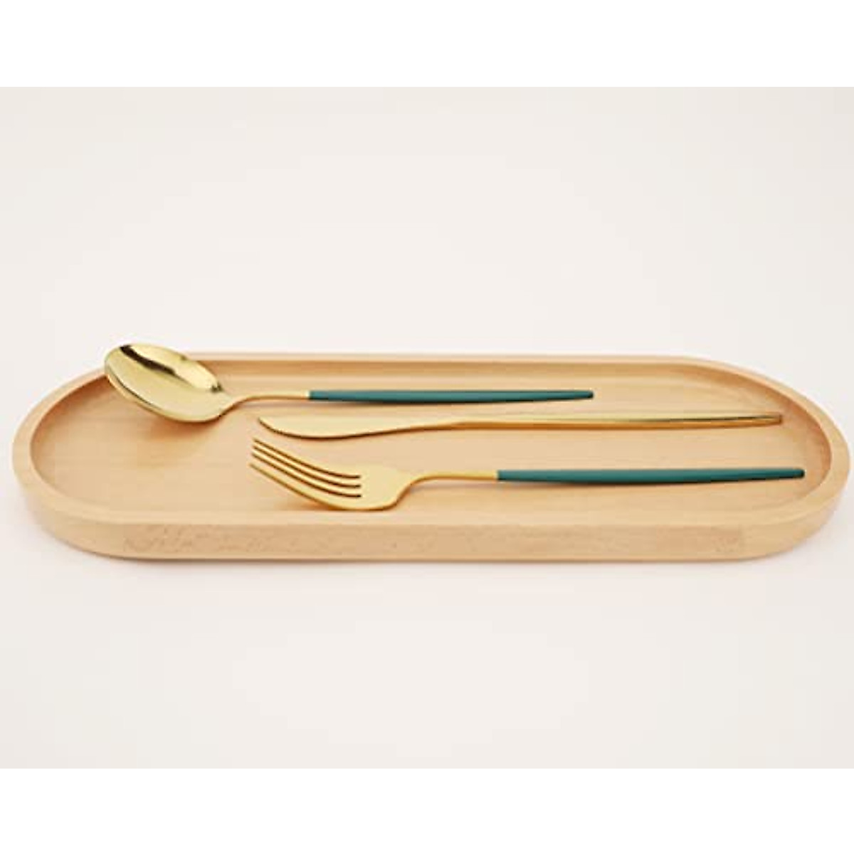 Fermus Wooden Tray, Set of 2, 12.5 Inch Long, Jewelry Dish Cosmetics Organizer Bathroom Clutter Wood Decorative Serving Platter Small Storage Tray, Oval