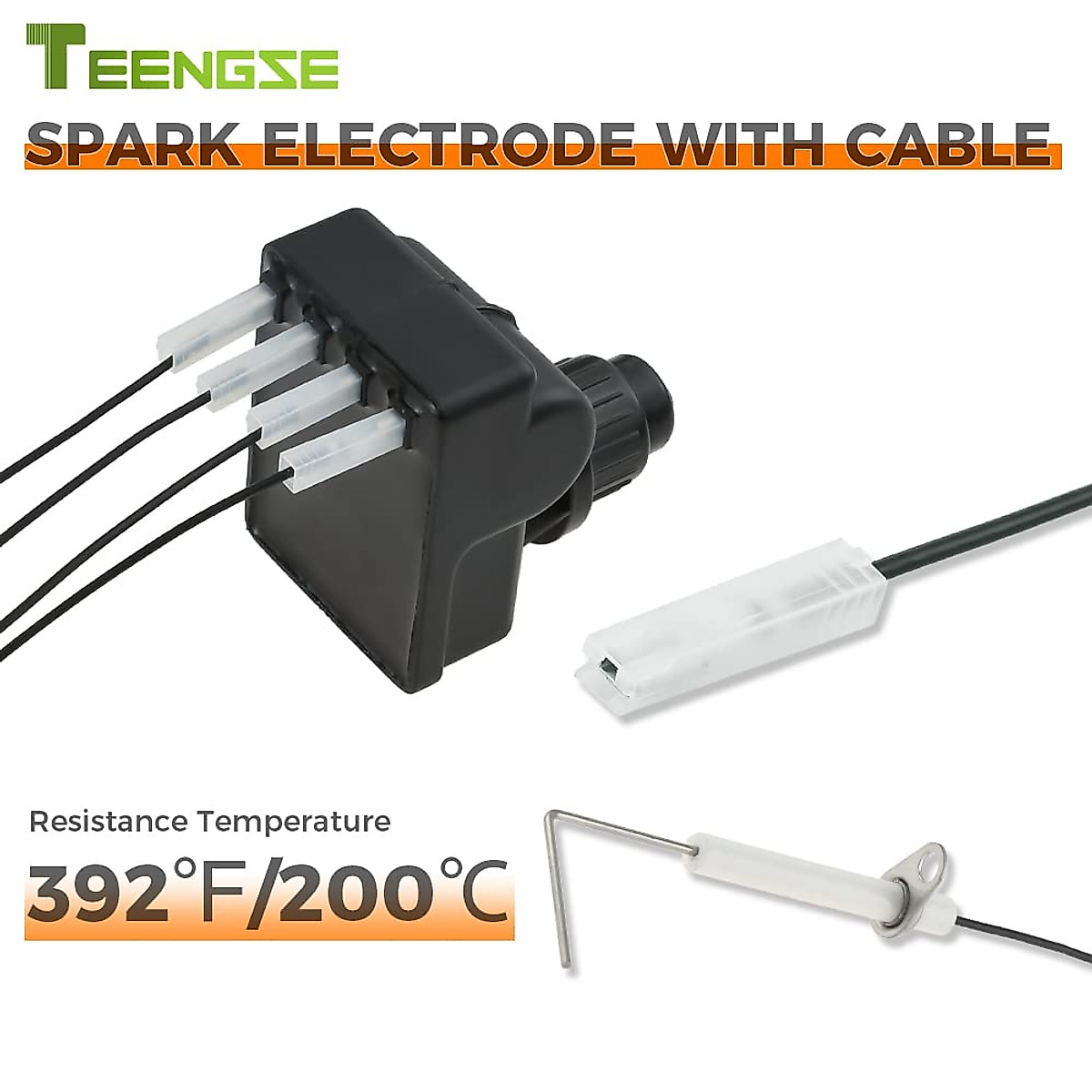 TEENGSE Grill Igniter Assembly Kit, Gas Grill Spark Generator, Electronic AA Battery Igniter, Push Button BBQ Igniter with 4PCS Electrode Igniter Wire Compatible with Blackstone 28inch Propane Griddle