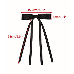 4pcs Hair Clips for Women Tassel Ribbon Bowknot With Long Tail, Clip Girl, Solid Accessories Barrettes Claw Bow (Black&Beige)