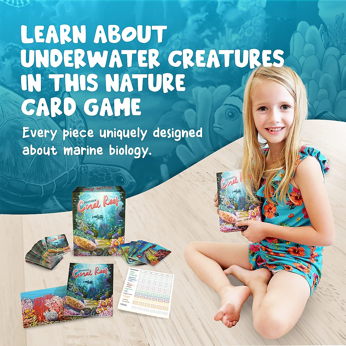 Genius Games Ecosystem: Coral Reef - A Mensa Recommended Family Card Game About Aquatic Animals, Their Habitats & Food Chain | A Light Educational Marine Biology Board Game for Kids and Families