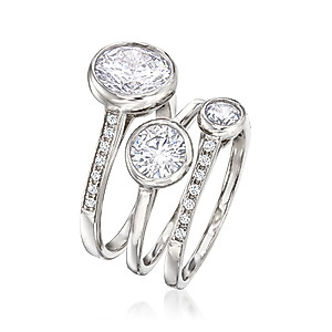 Ross-Simons 3.25 ct. t.w. CZ Jewelry Set: 3 Stackable Bezel Rings in Sterling Silver. Size 8