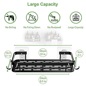 VAIQVUED Shower Caddy Shower Organizer No Drilling Adhesive Bathroom Organizer with Hanging Rod and 2 Caddy Hook, Shower Shelves 2 Pack for Bathroom, Living room, Kitchen, Toilet