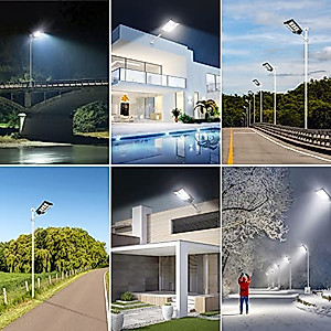 800W Solar Street Light, 60000LM IP66 Waterproof Solar Security Flood Lights Outdoor Motion Sensor, Dusk to Dawn Solar LED Light Lamp with Remote & Light Sensor for Garden,Yard, Path, Parking Lot