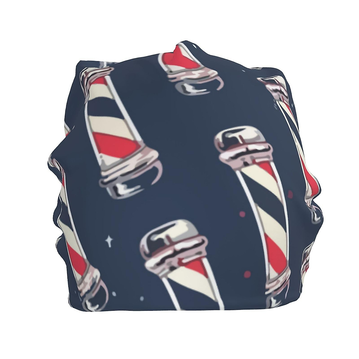 Beanie Hat for Men Women Slouchy Beanie Hats Vintage-Barber-Pole Winter Knit Cuffed Beanie Skull Cap Black