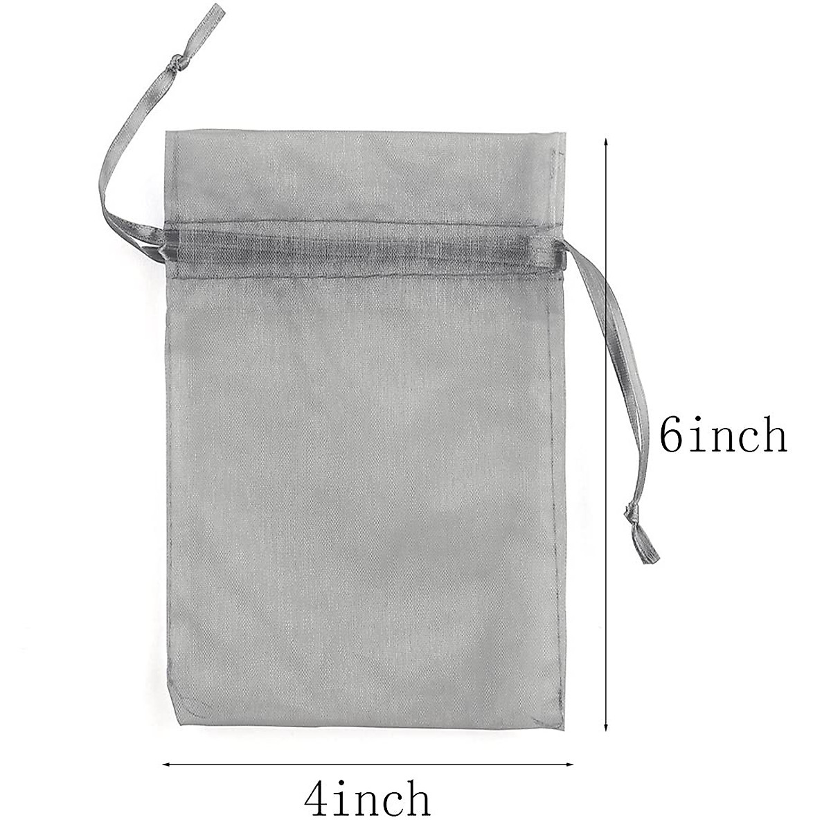 Jwenic 100 Pcs Gifts Organza Bags 4x6 Inch Silver Gray Drawstring Sheer Fabri Crecycled Shiny Portable Pouch for Jewelry Baby Shower Christmas Toddler Twin Girl Party Favors Wedding Halloween Business