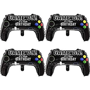 4 Packs Video Game Party Balloon Gamer Balloons 23.6 x 15.7 Inch Game on Balloons Video Game Controller Aluminum Foil Balloon for Gaming Birthday Party Decoration