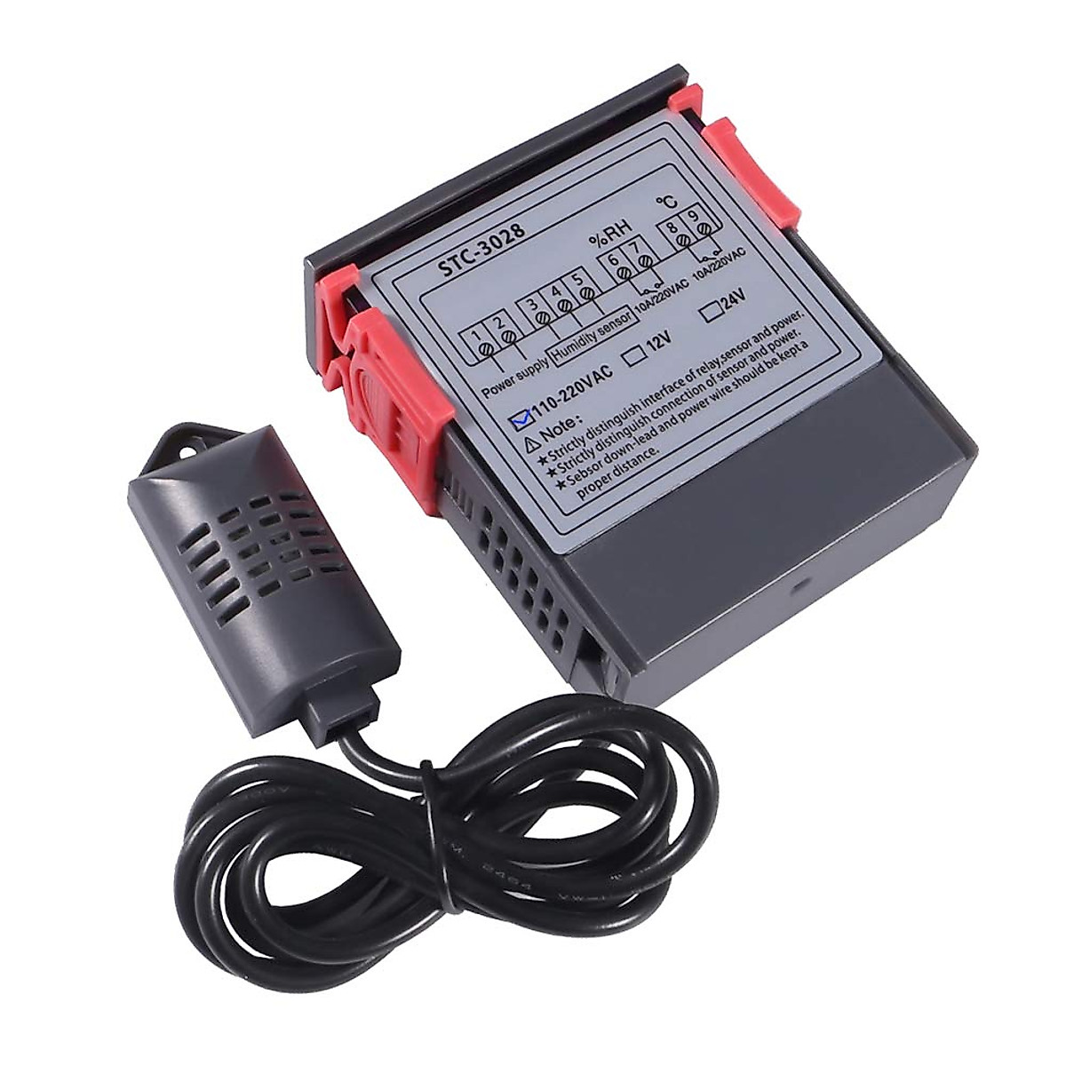 STC-3028 AC 110-220V 10A Digital Temperature Controller Dual Display Thermostat Thermoregulator Heating Cooling Switch Digital Hygrometer with SHT20 Probe (AC 110-220V)