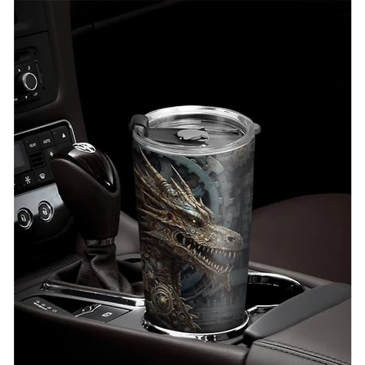 64HYDRO 20oz Steampunk Mechanical Engineer Clockwork Dragon Tumbler, Gaming, Gamer Gifts for Dragon Lovers, Stainless Steel Double Wall Vacuum Insulated Coffee Mug, Travel Cup with Lid - AB