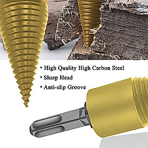 MageeLeigh Firewood Drill Bit Set,Removable Firewood Log Splitter Drill Bit,Heavy Duty Drill Screw Cone Driver for Hand Drill with 3 Handle(Hex+Square+Round), 32mm