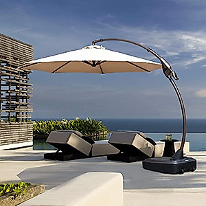 Grand patio Deluxe NAPOLI 12FT Patio Umbrella, Curvy Aluminum Cantilever Umbrella with Base, Round Large Offset Umbrellas for Garden Deck Pool (Champagne, 12 FT)